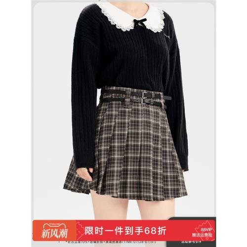 GW大碼女裝復古美式學院風JK百褶短裙2025秋季新款微胖mmA字裙女|大尺碼半身裙|ETMall東森購物網