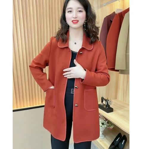 媽媽秋裝洋氣百搭風衣中長款40歲50中老年婦女春秋加大碼純色外套|風衣|ETMall東森購物網