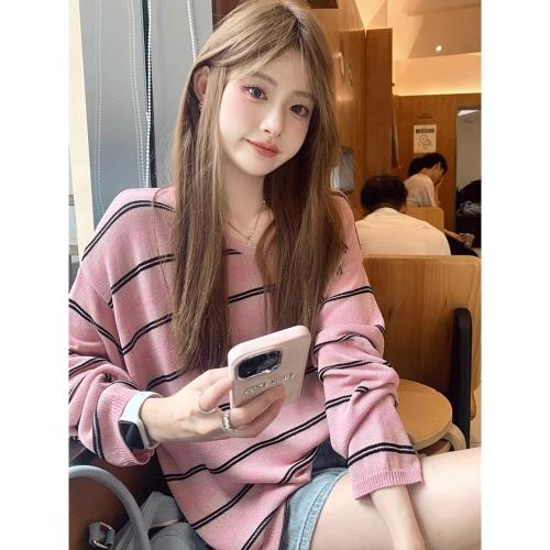 潮牌v領針織寬松顯瘦長袖打底衫|毛針織衫|ETMall東森購物網