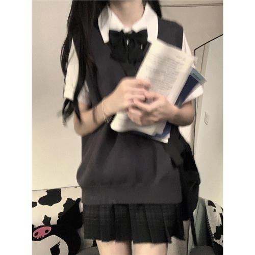 院風日系V領馬甲背心疊穿jk制服|毛衣|ETMall東森購物網