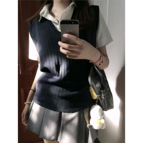 馬甲背心無袖日系套頭V領jk制服|毛針織衫|ETMall東森購物網