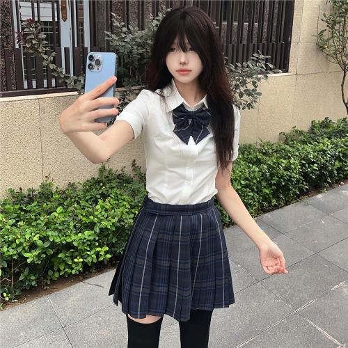 jk新品收腰短袖學院風制服花千豬|襯衫|ETMall東森購物網