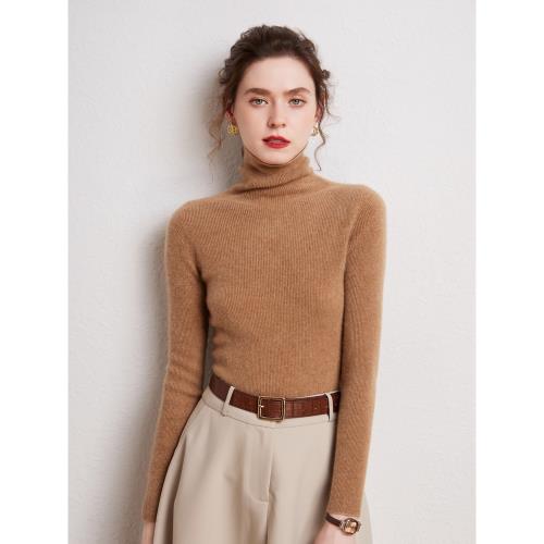 一線成衣100%純山羊絨衫女士堆堆領毛衣2024冬新款修身針織打底衫|羊絨衫|ETMall東森購物網