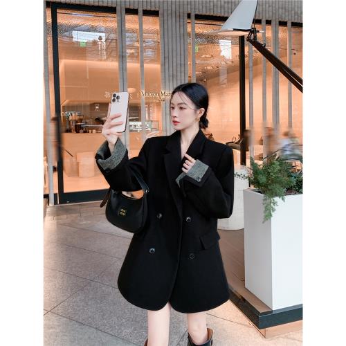 繽菓binguo 90白鴨絨內膽 黑色西裝外套女2025冬新款保暖加厚西服|西裝|ETMall東森購物網