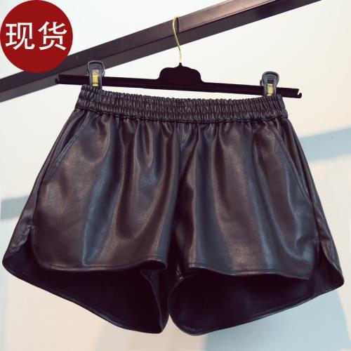 pu皮高腰韓版寬松外穿a字短褲|休閒褲|ETMall東森購物網