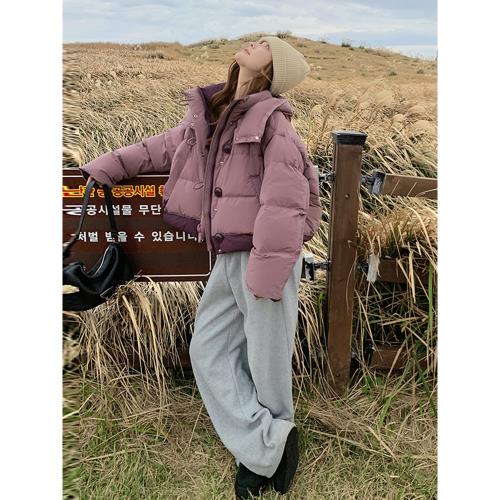 紫色超好看羽絨服女冬季2025新款小個子韓系流行爆款90白鴨絨外套|羽絨服|ETMall東森購物網