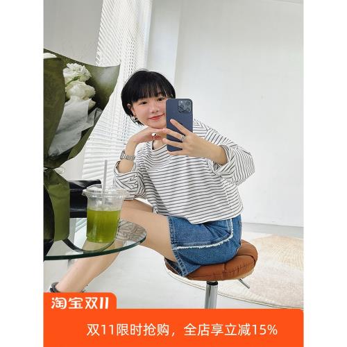 TEE淺草條紋撞色疊穿長袖兩件套|T恤|ETMall東森購物網