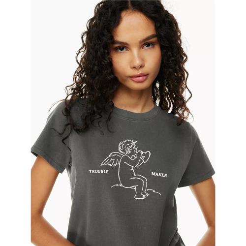 復古甜辣高腰棉質短袖T恤|T恤|ETMall東森購物網