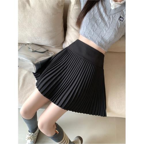 春秋jk設計感高腰百褶裙女大碼胖mm顯瘦百搭a字黑色短裙2025新款|大尺碼半身裙|ETMall東森購物網