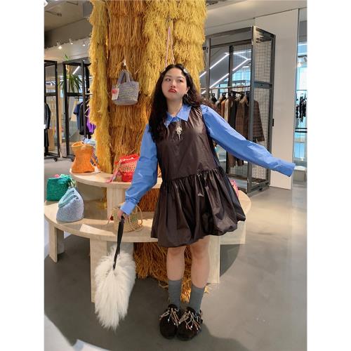 Dazi金大支pu皮背心連衣裙女春秋季2025新款胖mm大碼女裝背帶裙子|洋裝|ETMall東森購物網