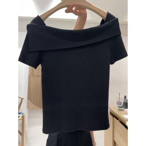 一字領2024夏季新款ins短袖T恤|T恤|ETMall東森購物網