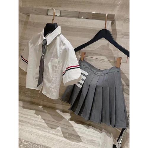 【贈退貨寶】TUMA TB領帶短襯衣學院風織帶短袖polo衫條紋百褶裙|半身裙|ETMall東森購物網