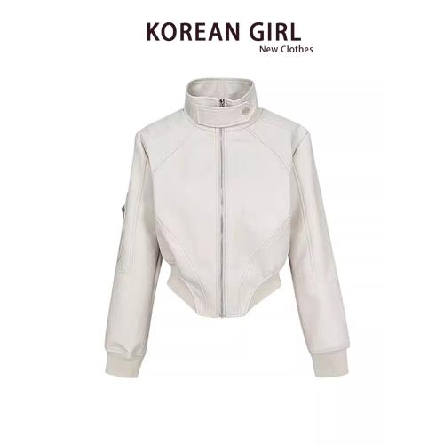 美式復古白色pu皮衣短款外套女春秋2025新款小眾設計感機車皮夾克|短外套|ETMall東森購物網