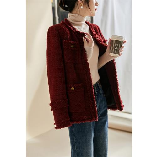 90白鵝絨重工小香風羽絨外套羊毛粗花呢面料手工拉流梳邊名媛氣質|羽絨服|ETMall東森購物網