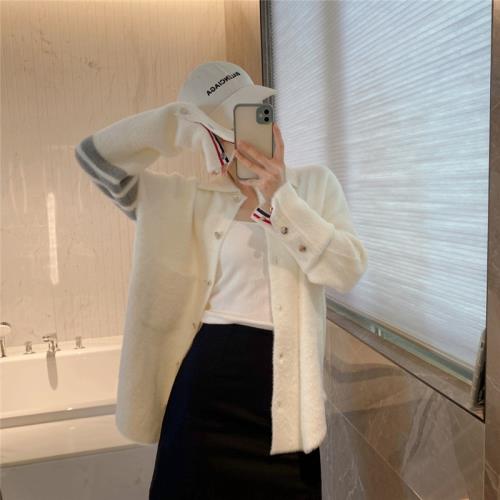 tb學院風外套女2023秋冬休閑加厚仿貂絨小眾設計感四道杠襯衫夾克|短外套|ETMall東森購物網