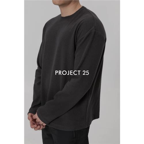 PROJECT 25華夫格磨破落肩基礎寬松長袖高密圓領休閑簡約打底男|T恤|ETMall東森購物網