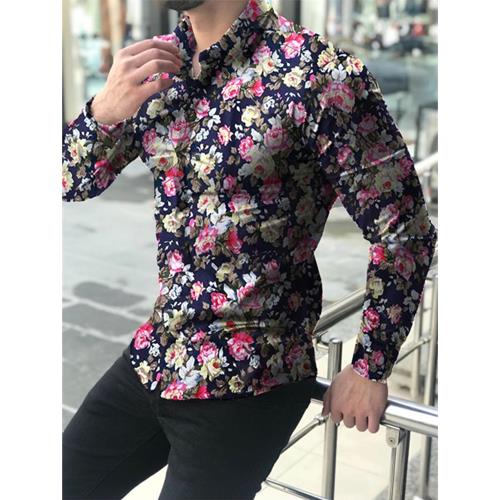 2022 Mens Casual Long Sleeve Floral Shirt男士休閑長袖花襯衫|襯衫|ETMall東森購物網