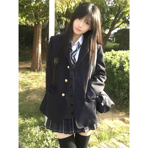 原創日系JK制服黑色西裝女學院風校供感正版三粒扣西服外套秋冬季|西裝|ETMall東森購物網