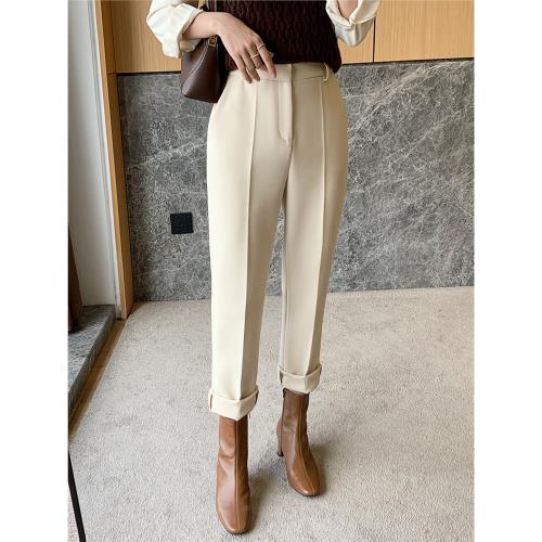 未央 高端職業OL西裝褲女2025春季加厚黑色高腰顯瘦直筒休閑褲子|休閒褲|ETMall東森購物網