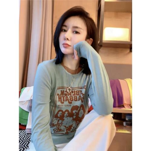 撞色長袖T恤早春時尚百搭領口|大尺碼內搭|ETMall東森購物網