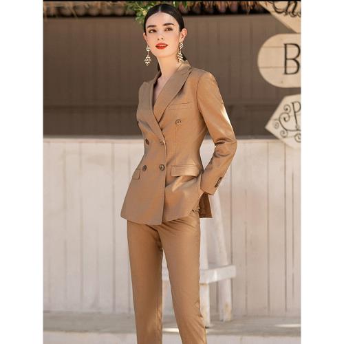 SW春秋季卡其色西裝外套干練氣質職業裝OL通勤西服上衣正裝女套裝|西裝|ETMall東森購物網
