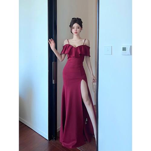 性感連衣裙女足浴按摩SPA桑拿技師工作服KTV長款晚禮服夜場工衣|禮服/晚裝|ETMall東森購物網