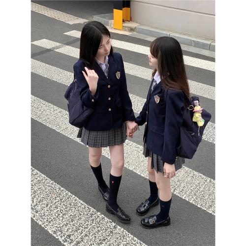 JK風西裝制服女學院風兩粒扣灰色黑色紺西服外套日系校供感三粒扣|西裝|ETMall東森購物網