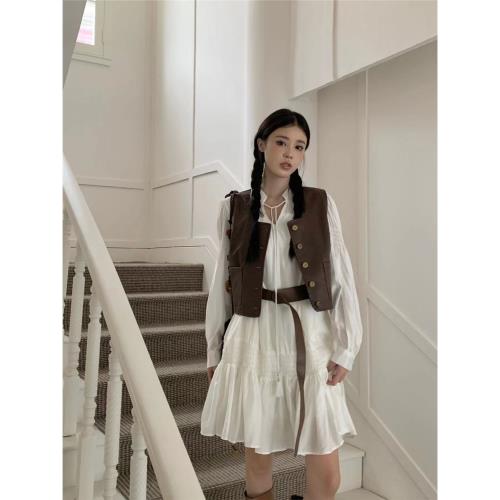 大碼胖mm皮衣馬甲收腰顯瘦兩件套|大尺碼套裝|ETMall東森購物網