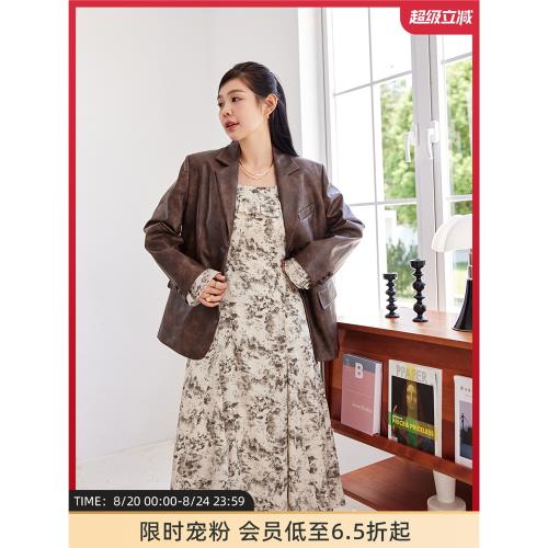 李瀟灑微胖美拉德復古pu西裝外套|短外套|ETMall東森購物網