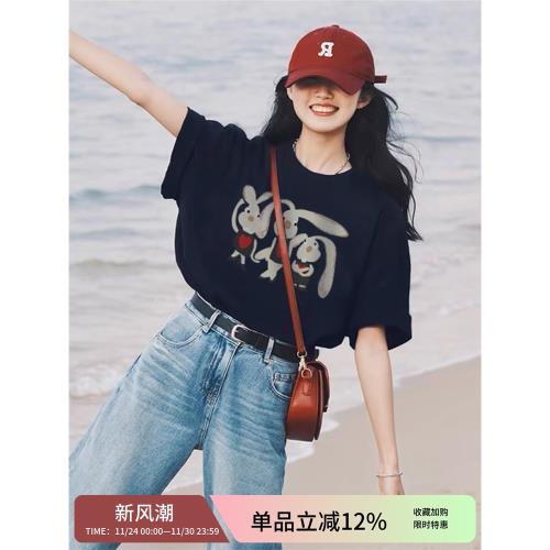 chic短袖夏季設計感復古卡通兔子|T恤|ETMall東森購物網