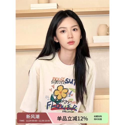 女裝寬松田園風上衣服短袖t恤|T恤|ETMall東森購物網