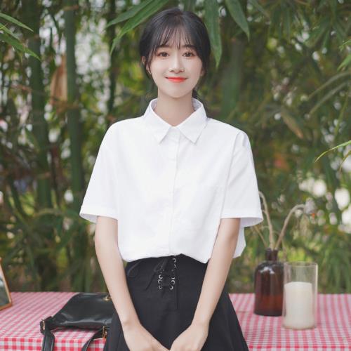 日本優衣2025新款夏季JK制服短袖襯衫不透白色polo上衣無印襯衣女|襯衫|ETMall東森購物網