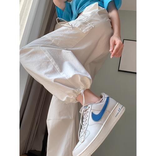 150小個子美式工裝褲女九分145薄款灰色休閑褲高腰辣妹束腳闊腿褲|休閒褲|ETMall東森購物網