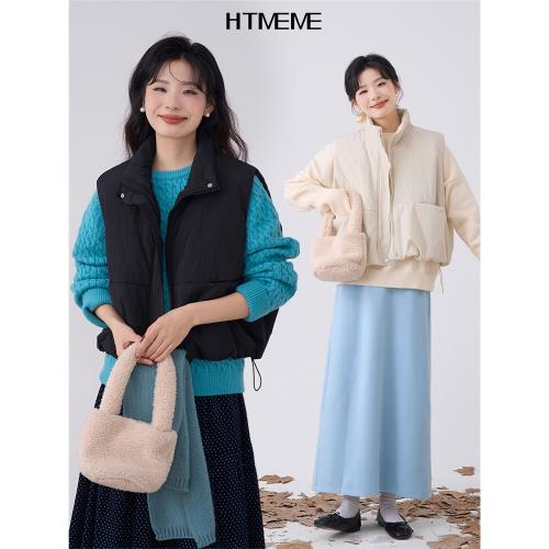 花田櫥窗HTmeme 夢幻邂逅~韓系簡約立領輕薄棉服馬甲外套女冬上衣|棉衣/棉服|ETMall東森購物網