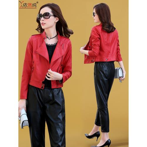 皮衣外套女2025年春季新款女裝短款韓版修身春秋機車服黑色pu夾克|皮衣|ETMall東森購物網