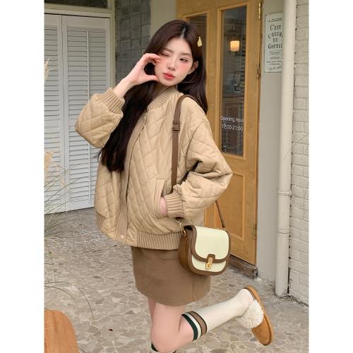 設計感柔軟PU皮菱格復古休閑棉衣|棉衣/棉服|ETMall東森購物網