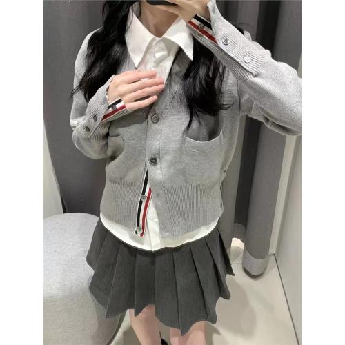 TB單排扣V領手臂四杠針織開衫|毛針織衫|ETMall東森購物網