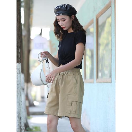 卡其色ins直筒5分日系工裝短褲|休閒褲|ETMall東森購物網