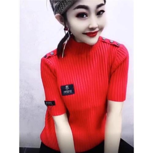 紅色半高領打底衫女2025新款秋冬內搭短袖針織衫高級感超好看毛衣|毛針織衫|ETMall東森購物網