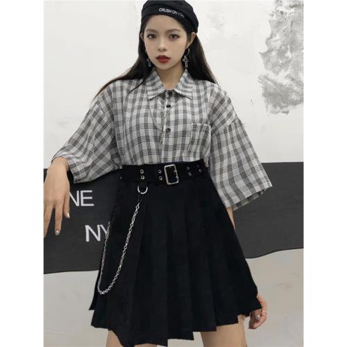 2025黑色百褶裙半身裙jk工裝短裙女胖mm大碼高腰顯瘦a字裙學院風|半身裙|ETMall東森購物網