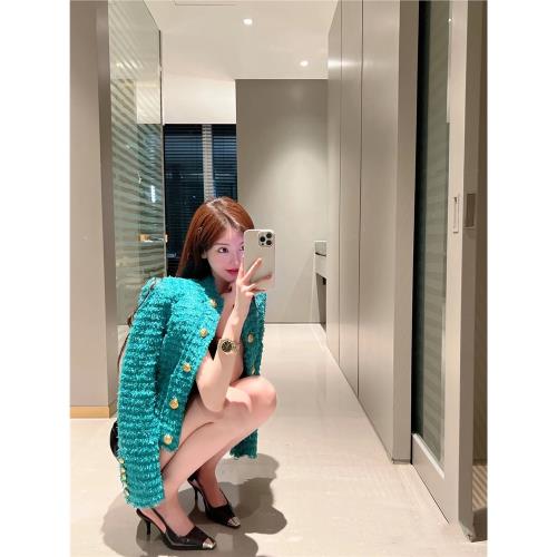 Makayla/25春季新品巴爾家粗花呢孔雀綠小香風外套短款修身西裝|短外套|ETMall東森購物網