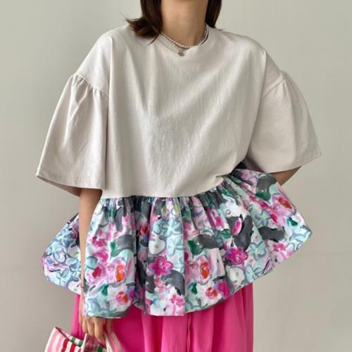 chic小眾荷葉邊拼接短袖假兩件|T恤|ETMall東森購物網