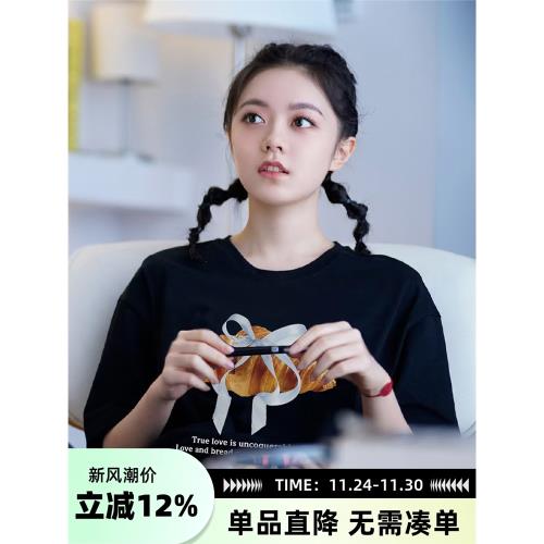 趙今麥同款美式復古短袖蝴蝶結|T恤|ETMall東森購物網