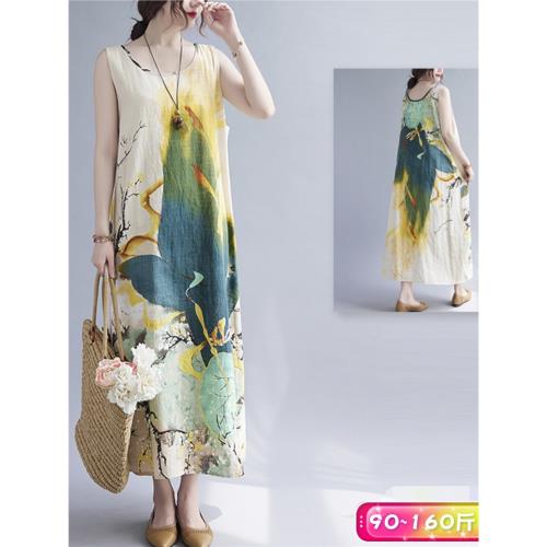 mm棉麻休閑加大碼旅游度假長裙|洋裝|ETMall東森購物網