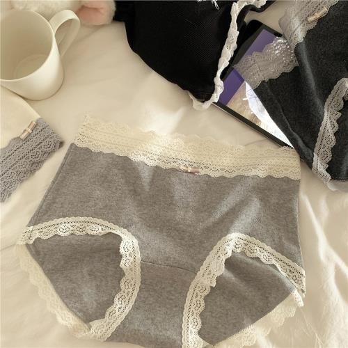 3條裝女士蕾絲純棉內褲中腰純欲風10A抗菌加長襠2025新款三角褲女|女三角褲|ETMall東森購物網
