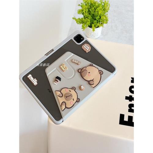 適用聯想小新Pad pro12.7平板保護殼2025款亞克力旋轉360°2024款聯想小新pro11寸全包防折摔套公仔可愛水豚|平板電腦保護套/殼|ETMall東森購物網