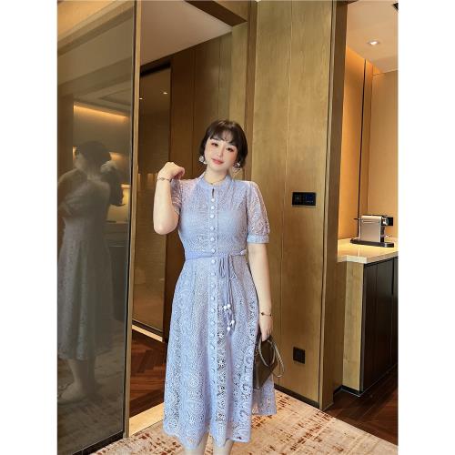 (免運)GLEC法式復古紫羅蘭連衣裙蕾絲|大尺碼連身裙|ETMall東森購物網