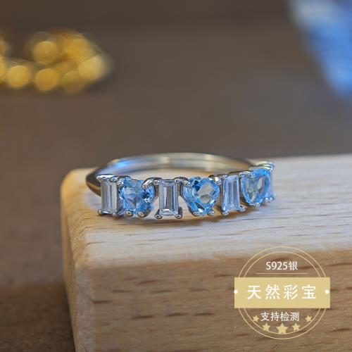 新品戒指女ins風天然愛心托帕石戒指鑲嵌S925銀甜美時尚簡約|戒指/指環|ETMall東森購物網