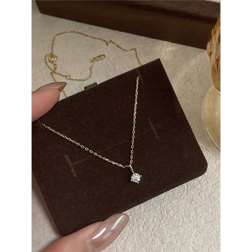 頸間一滴淚 經典迷你單鉆項鏈簡約精致吊墜鎖骨鏈s925銀極細閃o鏈|項鍊|ETMall東森購物網