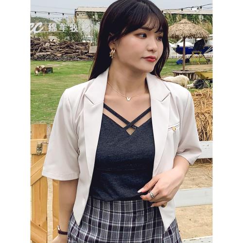 (免運)200斤胖MM一粒扣小外套短款西裝|大尺碼連身裙|ETMall東森購物網